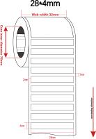 China 28mmx4mm, 2mil  White Gloss High Temperature Resistant Polyimide Label for sale