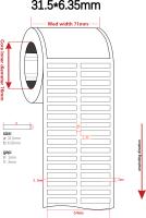China Polyimide High Temperature Adhesive Labels 31.5mmx6.35mm 1mil  White Matte Stickers for sale