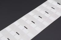 China 12.7x19.5-9.5mm Cable Adhesive Label 2mil White Matte Translucent Water Resistant Vinyl Cable Label for sale