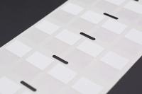 China 12.7x19.5-9.5mm Cable Adhesive Label 2mil White Matte Translucent Water Resistant Vinyl Cable Label for sale