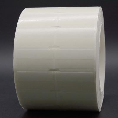 China 40x20-10mm Cable Adhesive Label 1mil White Gloss Transparent Water Resistant Polyester Label for sale