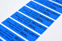 China Matte Blue Tamper Proof Seal Security Sticker 56um 1mil Non-Transfer Tamper Evident Label Stiker For VOID for sale