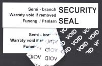 China 70um 1mil Gloss White Semi Transfer Tamper Evident Label Stiker For VOID for sale