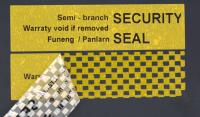 China 70um 1.5mil Tamper Proof Seal Security Sticker Matte Yellow Semi Transfer For Checkerboard for sale