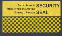 China 70um 1.5mil Tamper Proof Seal Security Sticker Matte Yellow Semi Transfer For Checkerboard for sale