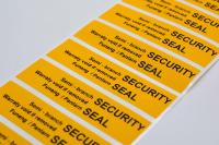China 70um 1.5mil Tamper Proof Seal Security Sticker Matte Yellow Semi Transfer For Checkerboard for sale