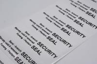 China 85um 2mil Tamper Proof Security Stickers White Gloss Semi Transfer Low Residue for sale