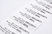 China 45um 1mil Tamper Proof Seal Security Sticker Gloss White With High Residue for sale