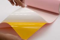 China 1Mil High Temperature Adhesive Label Material Matte Red Permanent Adhesive Polyimide With Glassine for sale