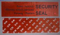 China 55um 1mil Tamper Proof Seal Security Sticker Glossy Red Semi Transfer High Residue Tamper Evident Label for sale