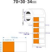 China 70x30-34mm 2mil Orange Matte Water Resistant Polyvinyl Chloride Cable Label for sale