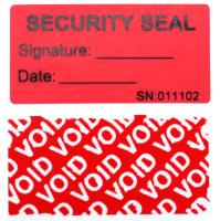 China 90um 2mil Tamper Proof Security Stickers Red Matte Semi Transfer High Residue for sale