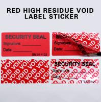 China 90um 2mil Tamper Proof Security Stickers Red Matte Semi Transfer High Residue for sale