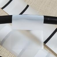 China 20*22mm Cable Adhesive Label 1mil White Gloss Transparent Water Resistant Polyester Label for sale