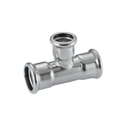 China SS304 316L Industrial Tee Stainless Steel Press Fittings DN15-100 1.6MPa for Water Gas Pipe for sale
