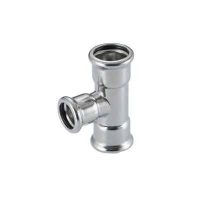 China Stainless Steel 304 316L Press Fitting Reducing Tee EN10312 Sch10 DN15-100 1.6MPa for sale