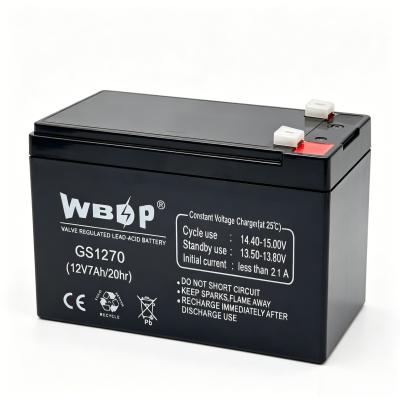China 7AH 12V AGM Battery Black Lead Acid Battery For UPS Security Alarm Emergency System Medical Equipment for sale