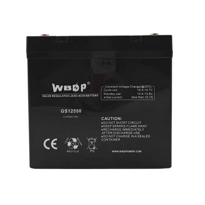 China Sealed 12V 55Ah AGM Battery Maintenance Free Lead Acid Storage Battery For Solar System/ UPS/Telecom for sale