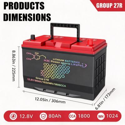 China 12.8V80Ah / 27R LIFEPO4 CAR BATTERY with Ultra-high Safety and Long Service Life Lithium LiFePo4 Battery for sale