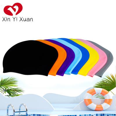 China Adult women's long hair swimming cap with customizable LOGO, high elasticity, ear protection, waterproof - silicone swimming cap manufacturer for wholesale for sale