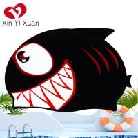 China Children's Silicone Swim Cap with Cartoon Fish/Shark Design - Waterproof & Comfortable Fit for Ages 3-12 for sale