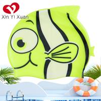 China Children's Silicone Swim Cap with Cartoon Fish/Shark Design - Waterproof & Comfortable Fit for Ages 3-12 for sale