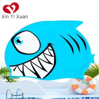 China Children's Silicone Swim Cap with Cartoon Fish/Shark Design - Waterproof & Comfortable Fit for Ages 3-12 for sale