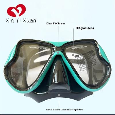 China Anti-Fog Diving Snorkeling Mask with Tempered Glass Lens and Liquid Silicone Frame for Adults 18+ for sale