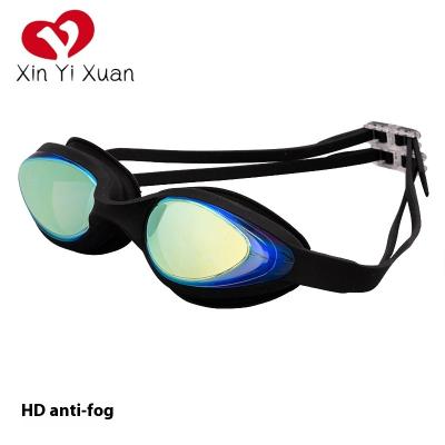 China Adult silicone swimming goggles - suitable for both men and women. Electroplated, high-definition, water-resistant and anti-fog silicone swimming goggles. Factory custom-made with stock available. for sale