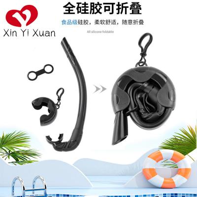 China Foldable Roll Up Hard Shell Snorkeling Breathing Tube with Silicone Construction for Adult Swimming Activities for sale