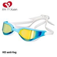 China XF200 Electroplated Anti Fog Swimming Goggles with Polycarbonate Lenses and Adjustable Silicone Frame for Men for sale