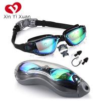 China XF500 High Definition Electroplated Silicone Swimming Goggles for Men with Anti-Fog PC Lens for sale