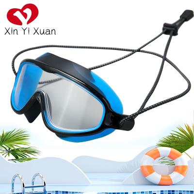 China New model children's swimming goggles - High-definition waterproof and anti-fog large-frame silicone integrated earplugs - Cross-gender compatible - Factory customized outdoor swimming goggles for sale