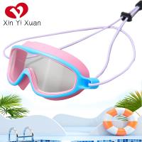 China New model children's swimming goggles - High-definition waterproof and anti-fog large-frame silicone integrated earplugs - Cross-gender compatible - Factory customized outdoor swimming goggles for sale