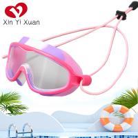 China New model children's swimming goggles - High-definition waterproof and anti-fog large-frame silicone integrated earplugs - Cross-gender compatible - Factory customized outdoor swimming goggles for sale