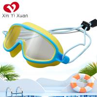 China New model children's swimming goggles - High-definition waterproof and anti-fog large-frame silicone integrated earplugs - Cross-gender compatible - Factory customized outdoor swimming goggles for sale