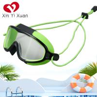 China New model children's swimming goggles - High-definition waterproof and anti-fog large-frame silicone integrated earplugs - Cross-gender compatible - Factory customized outdoor swimming goggles for sale