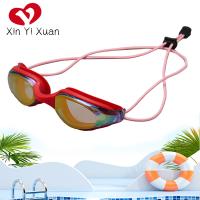 China New style swimming goggles with elastic head straps. Professional adult swimming goggles for training and outdoor use with anti-fog feature. Colorful electroplated swimming goggles. for sale