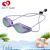 China New style swimming goggles with elastic head straps. Professional adult swimming goggles for training and outdoor use with anti-fog feature. Colorful electroplated swimming goggles. for sale