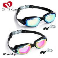 China Underwater Sport Adult Swimming Goggles with Customized Logo Silicone swimming goggles with integrated nose clip and earplugs for sale