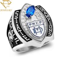 China Custom Sports Team Championship Rings Silver Football Champions Ring With Your LOGO&TEXT for sale