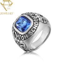 China Male Silver Graduation Customized Class Rings for sale