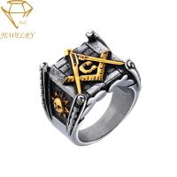 China Men Freemasonry PVD Antique Silver Signet Ring for sale