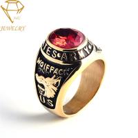 China Steel Metal Gold Navy Men Custom Military Rings for sale