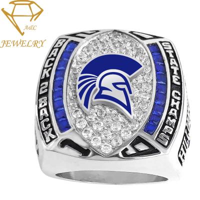 China Die Casting Logo Deep Engraved Silver Sports Rings Youth Football Championship Rings for sale