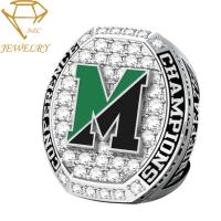 China Custom Silver Award National Sports Championship Rings With Bling Stones for sale