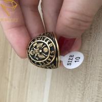 China Deep Engraved Steel U.S Mens 18K Custom Military Rings for sale