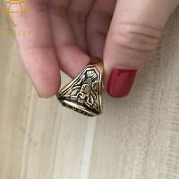 China Deep Engraved Steel U.S Mens 18K Custom Military Rings for sale