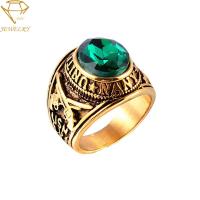 China Antique Navy Gold Stainless Steel Military Rings for sale