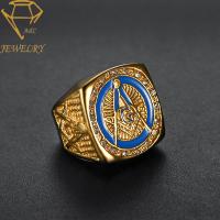 China Gold Blue Lodge Stainless Steel Past Master Ring for sale